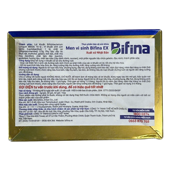 Men vi sinh Nhật Bifina EX (Hộp 60 gói)