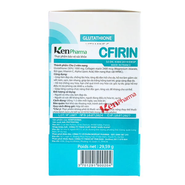 Viên uống hỗ trợ làm trắng da, trị nám Kenpharma CFIRIN